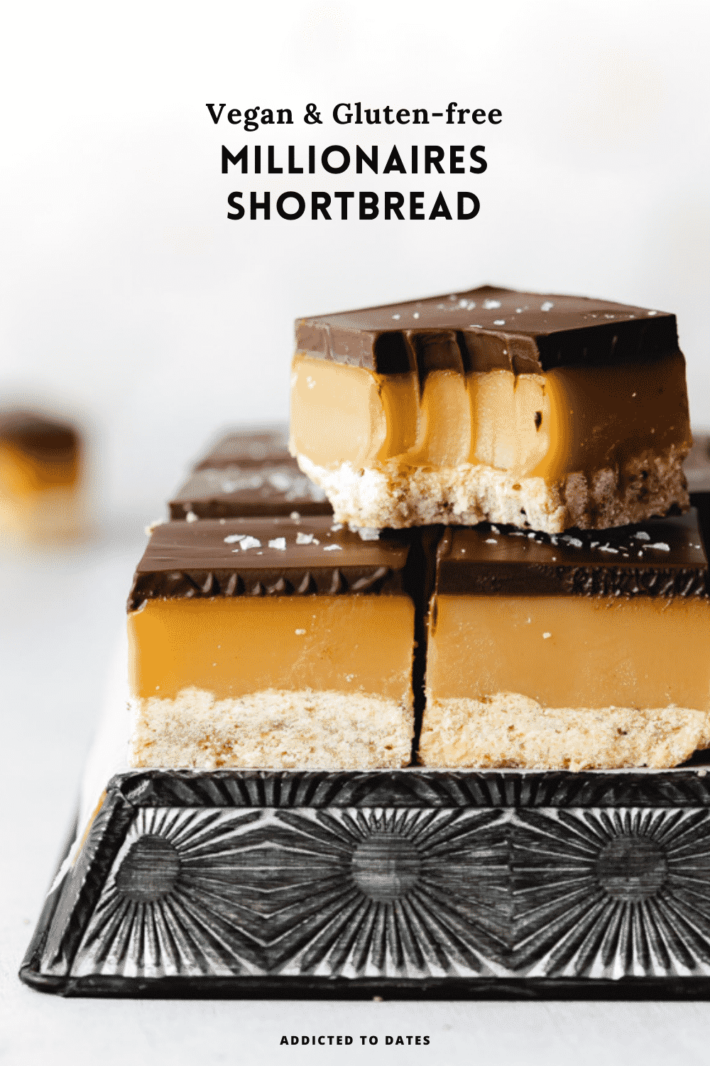 Butterscotch Millionaire's Shortbread - Vegan Desserts - Addicted to Dates